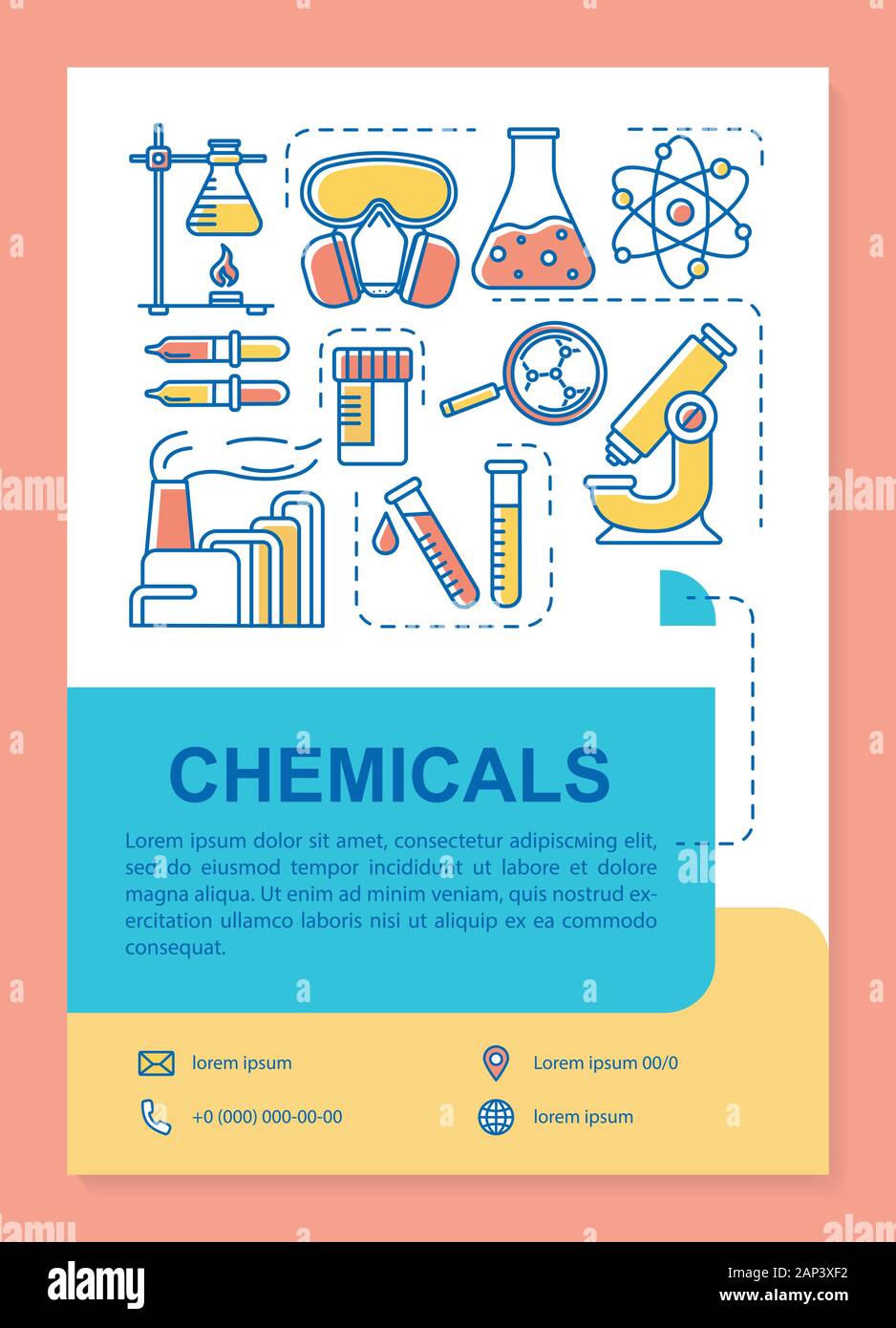 Chemicals industry poster template layout. Scientific research, lab ...