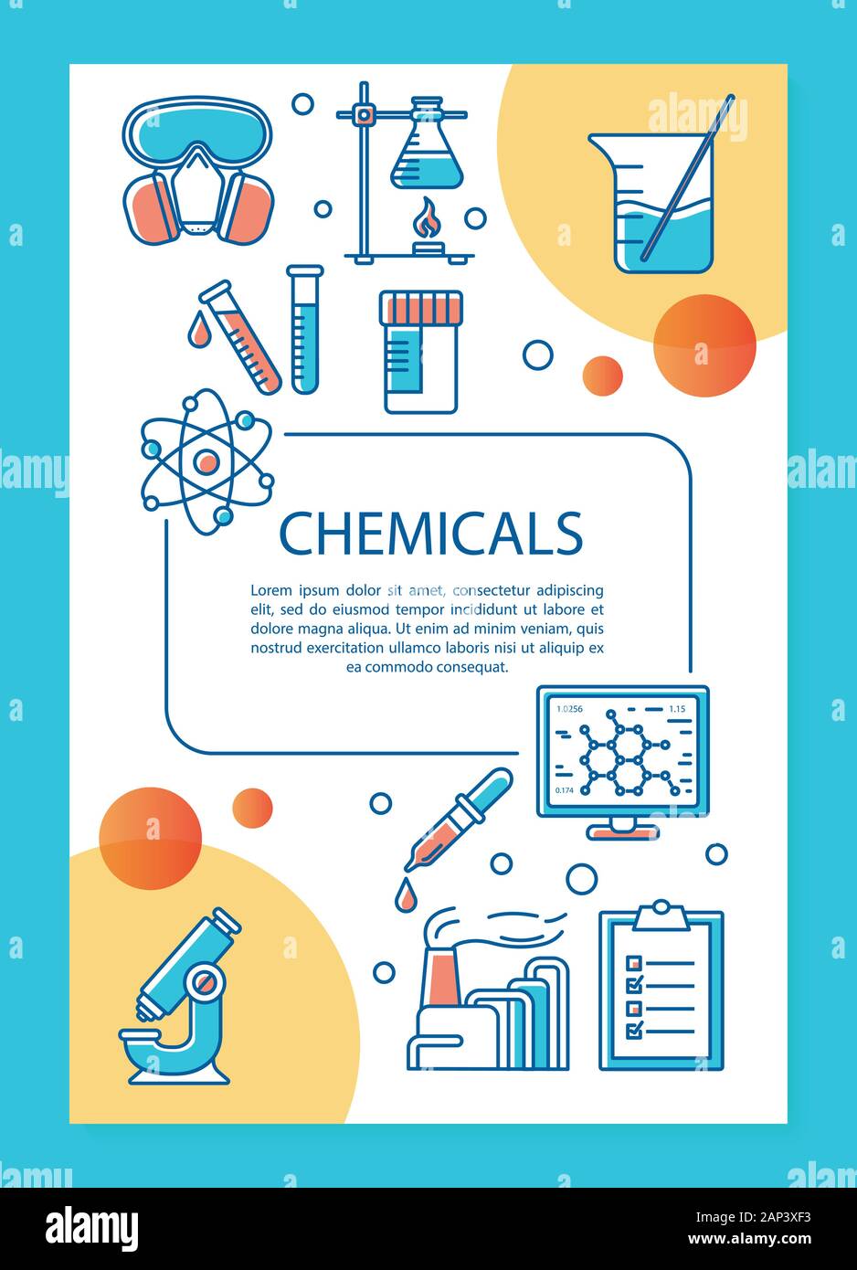 Chemicals industry poster template layout. Scientific research, lab ...