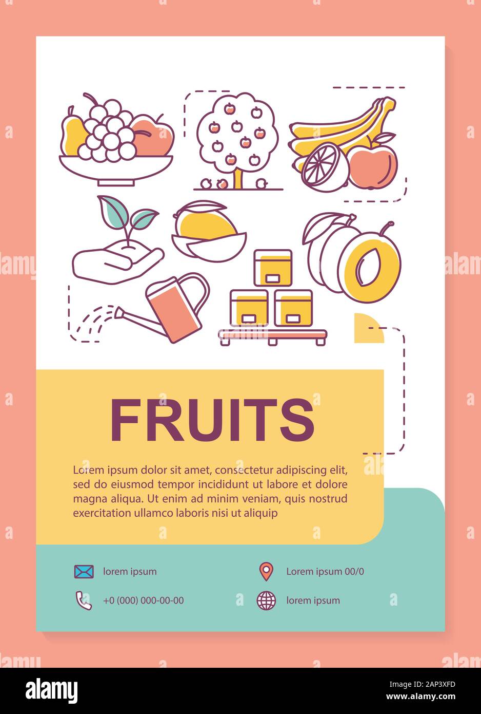 Fruit production poster template layout. Farming organic produce ...