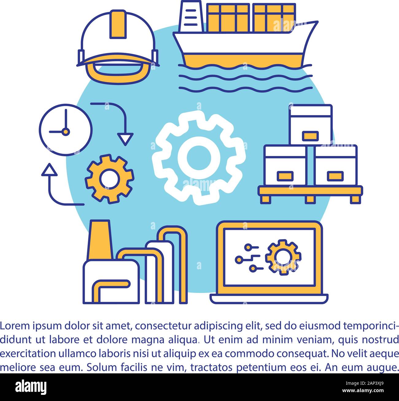Industry article page vector template. Product manufacturing process ...
