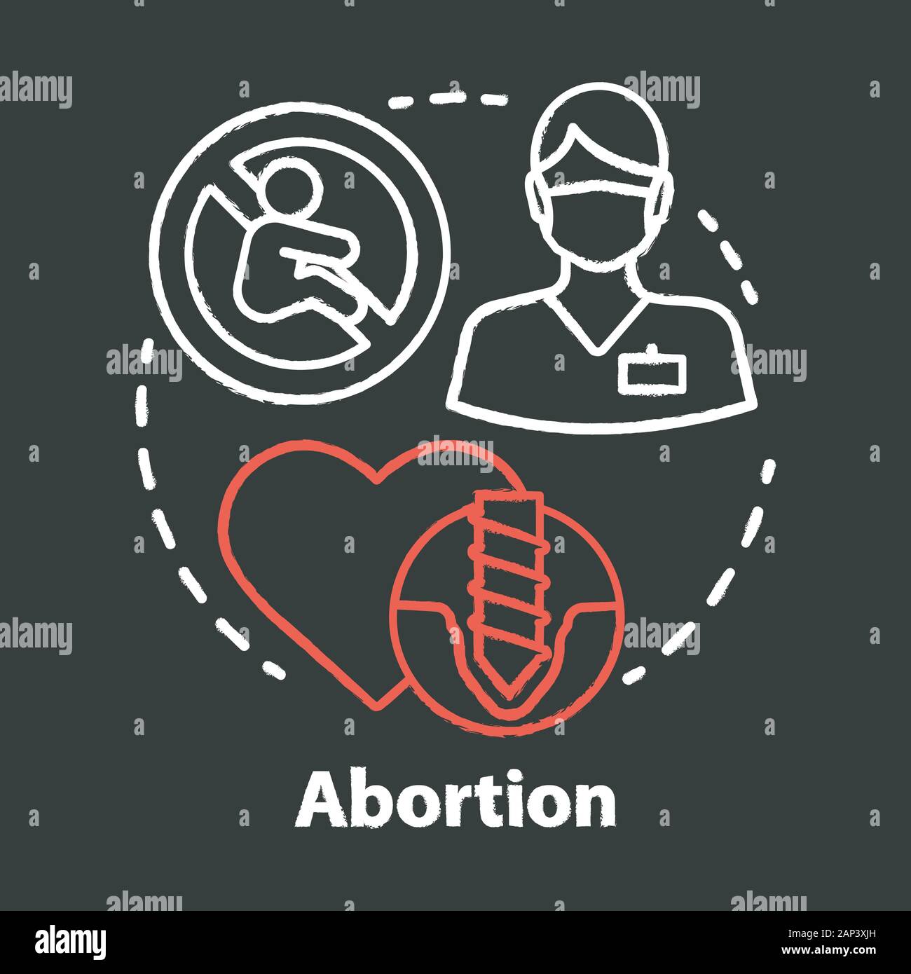 Medical abortion chalk concept icon. Miscarriage idea. Infertility ...