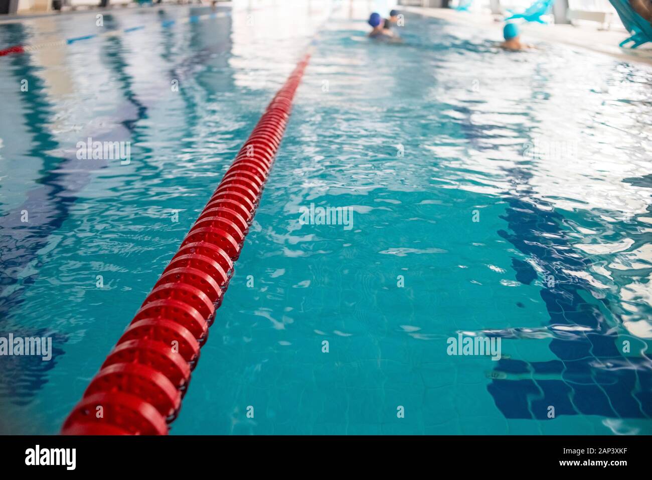 Swimming pool lanes in competition pool Stock Photo - Alamy