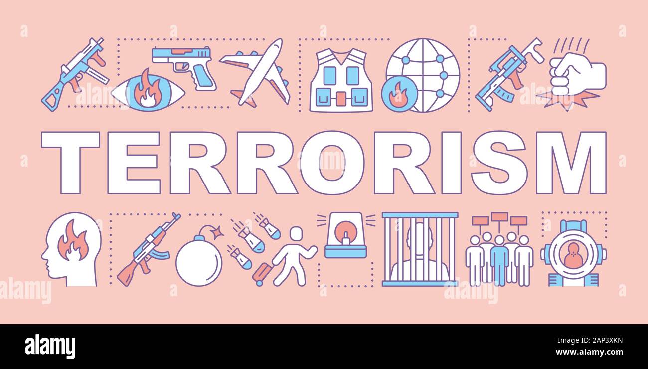 Terrorism word concepts banner. Extremism and warfare. Presentation ...