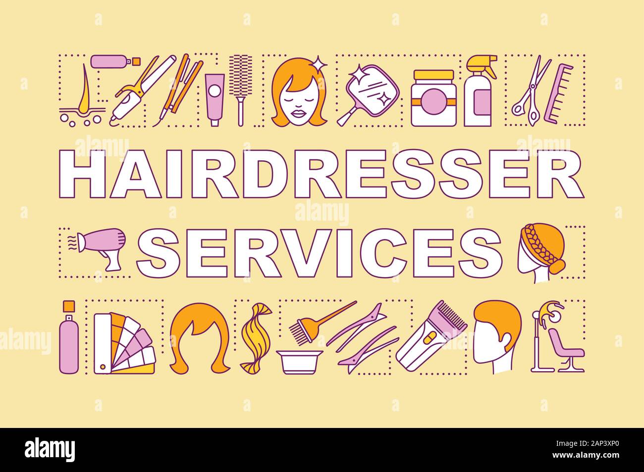 Hairdresser services word concepts banner. Beauty service. Hair salon ...