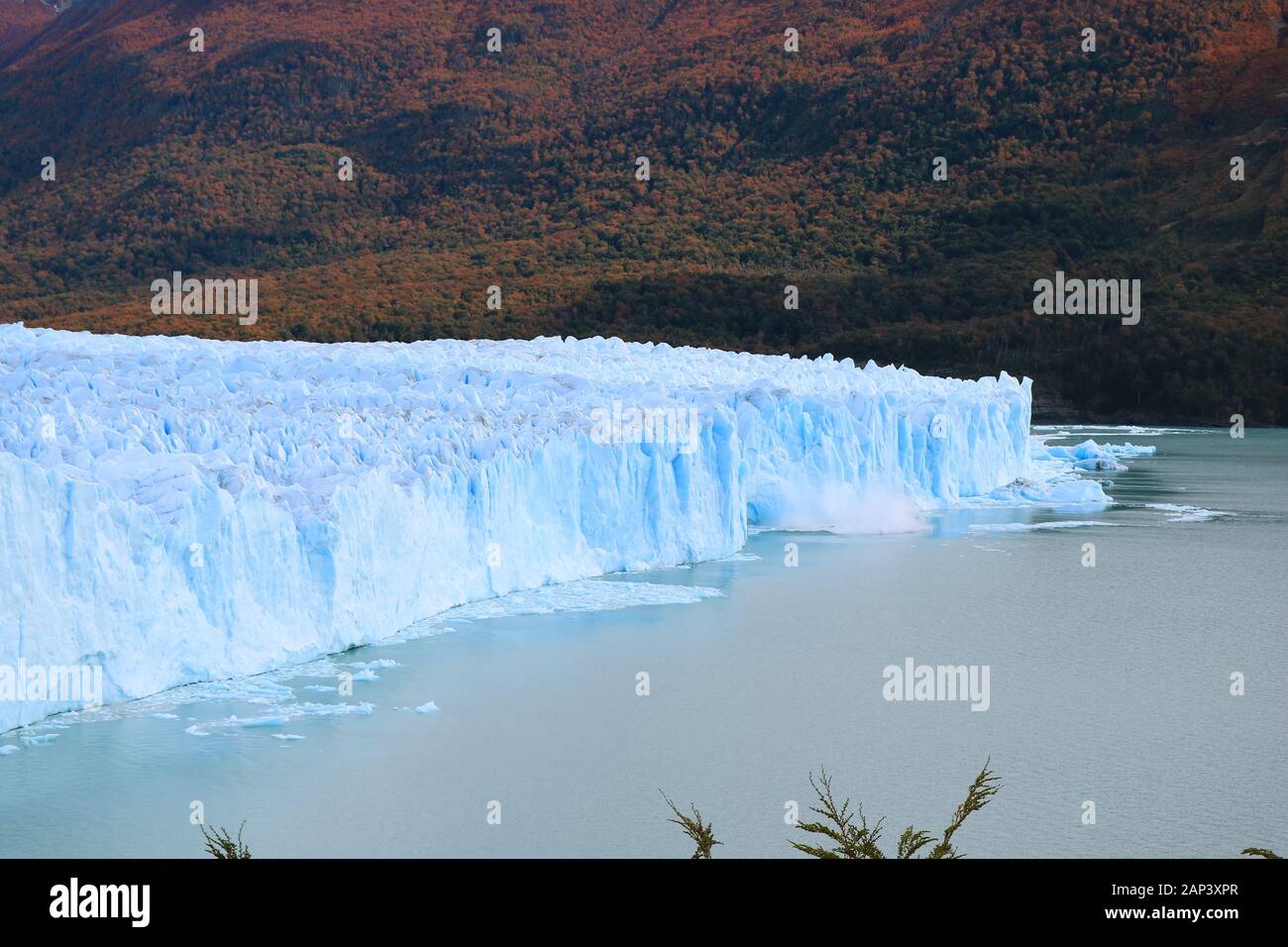 Perito Moreno Glacier with the Ice calving into the Lake, Patagonia ...