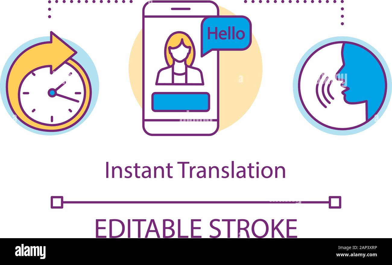 Translation services concept icon. Instant interpretation application ...