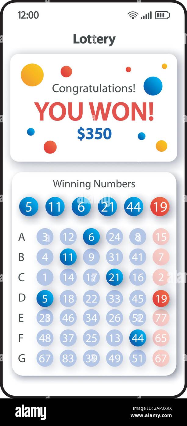 Lottery smartphone interface vector template. Mobile app page white ...