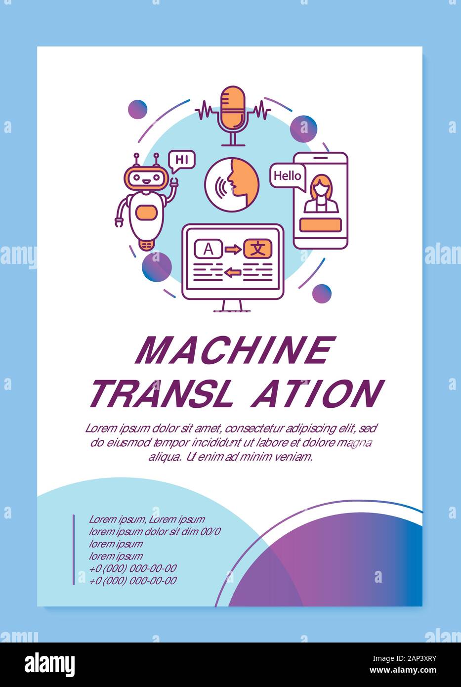 Machine translation brochure template layout. Online translator. Flyer ...