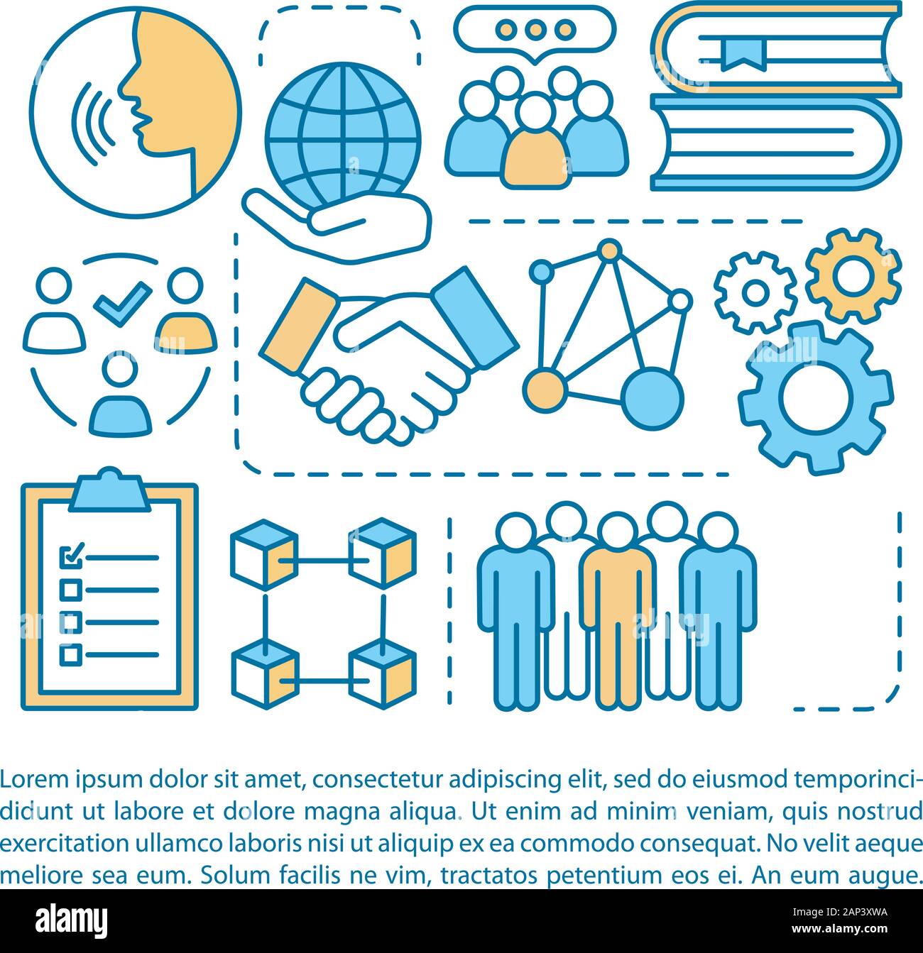 Society and community article page vector template. Partnership and ...
