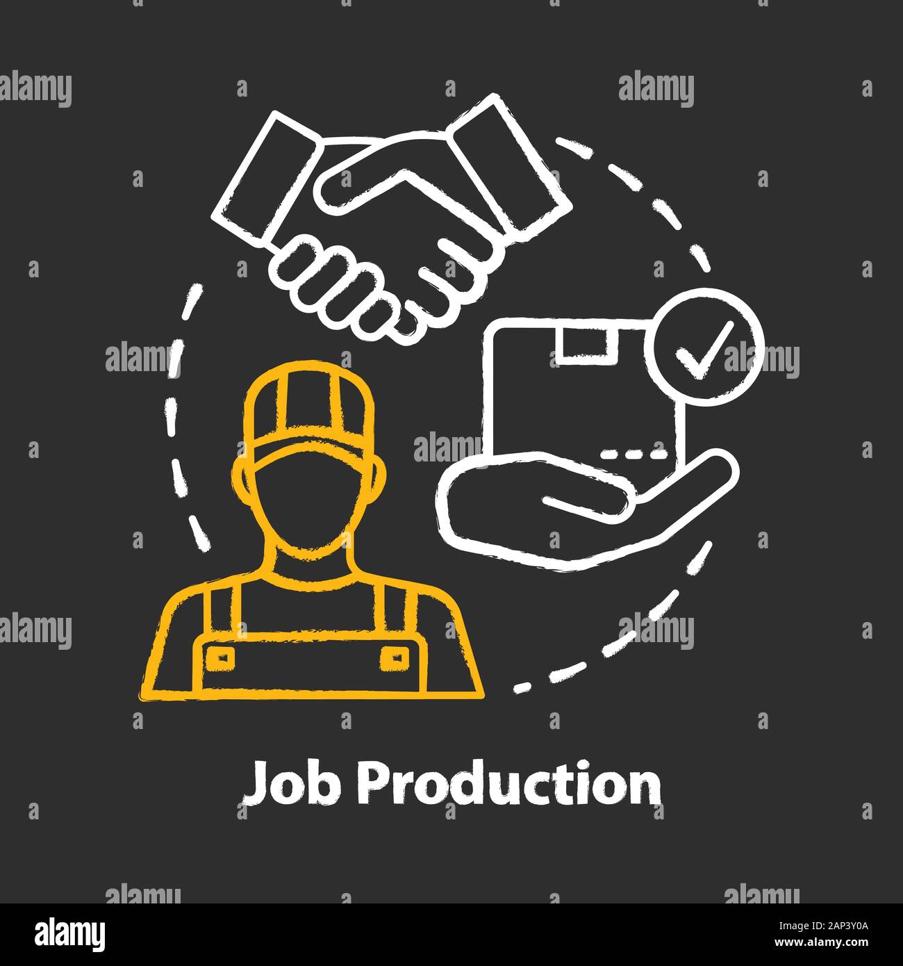 Job production chalk concept icon. Jobbing and one-off production idea ... Job production chalk concept icon. Jobbing and one-off production idea ...