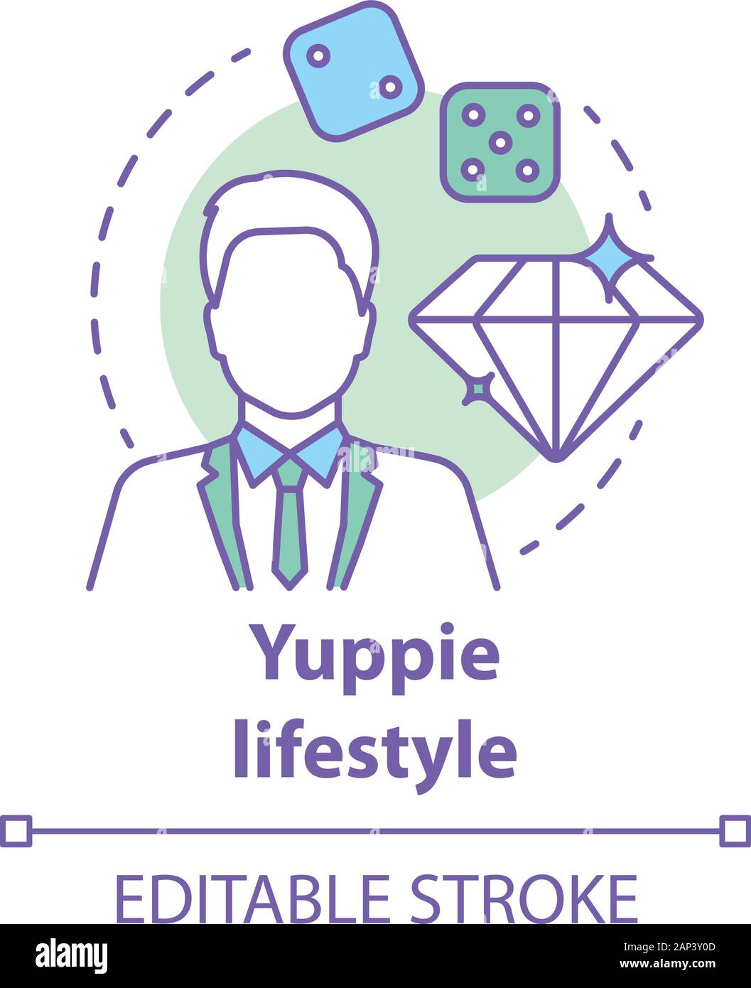 Yuppie lifestyle concept icon. Young urban professional idea thin line ...