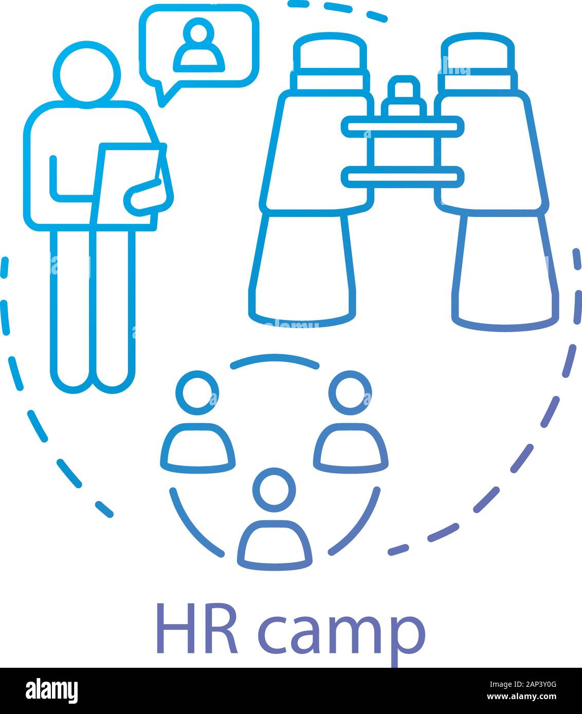 Human resources camp concept icon. Summer corporate club, community ...