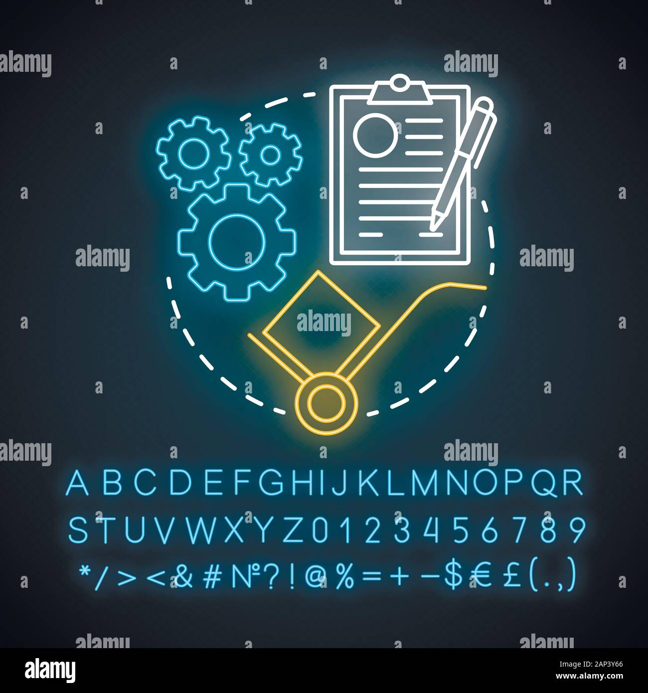 Production neon light concept icon. Manufacturing process idea ...