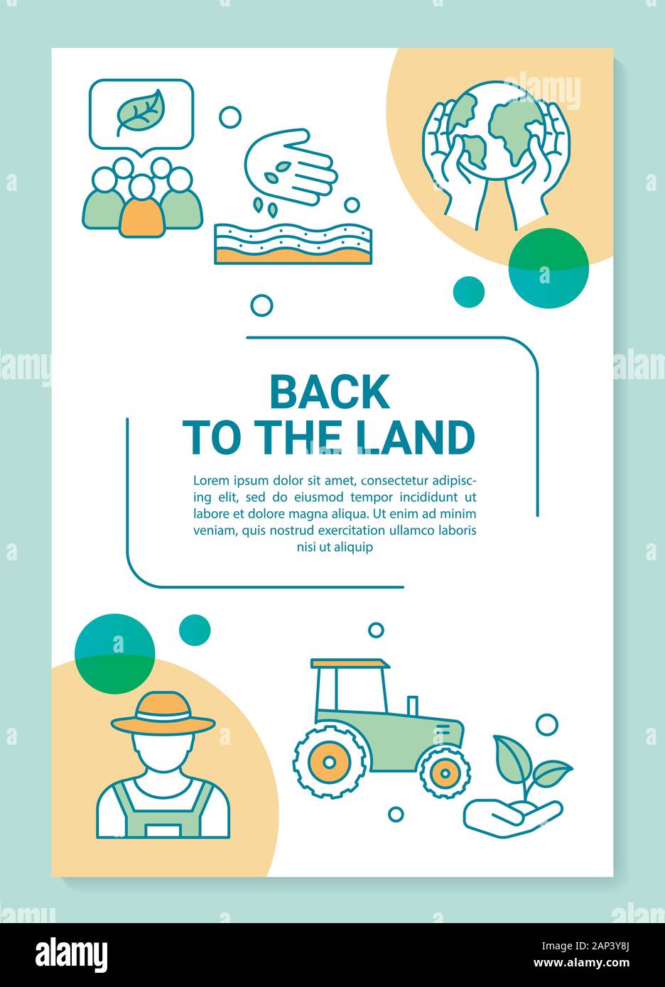 Back to the land poster template layout. Agricultural sector. Organic ...
