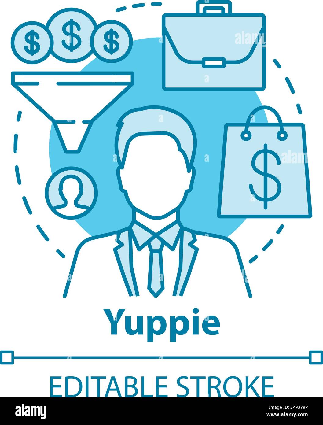 Yuppie blue concept icon. Business person idea thin line illustration ...