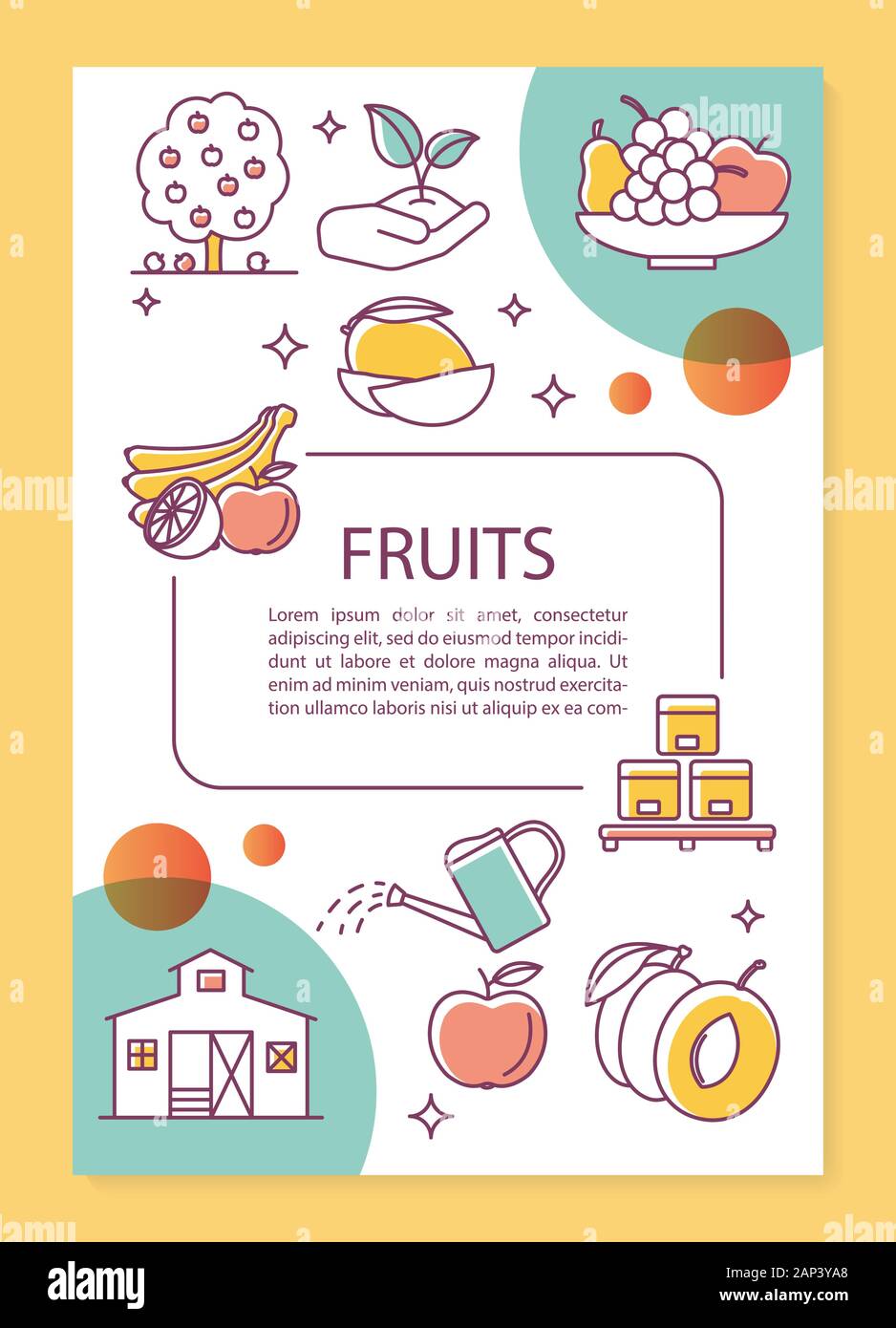 Fruit production poster template layout. Farming organic produce ...