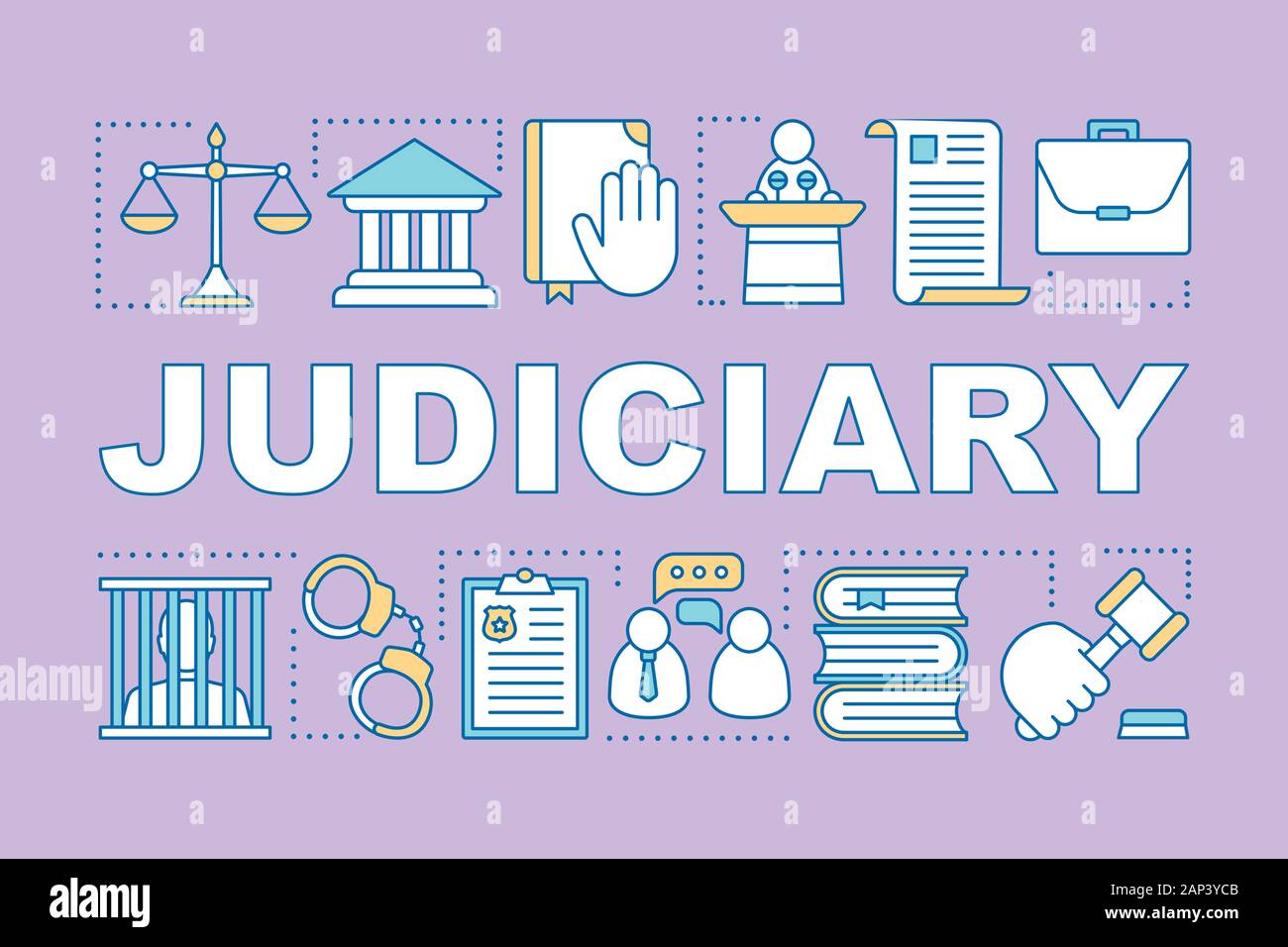 Judiciary word concepts banner. Judicial system. Criminal court ...