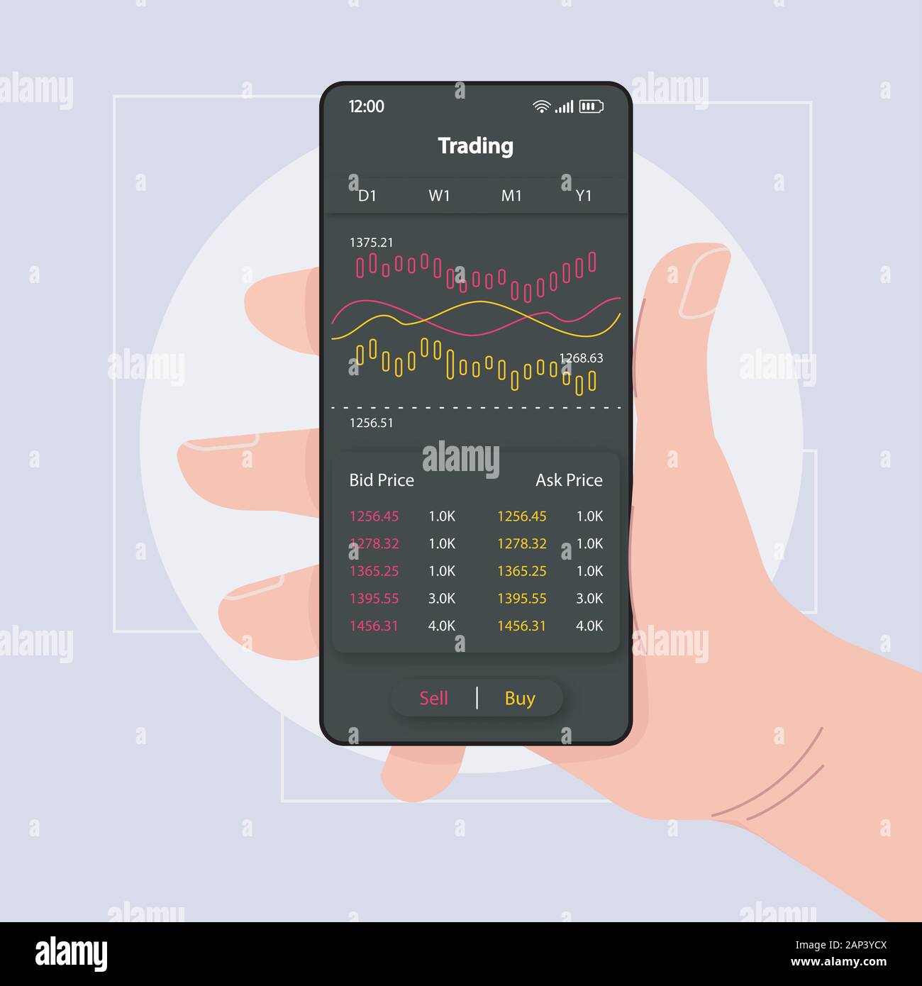 Commerce analytics smartphone interface vector template. Mobile app ...