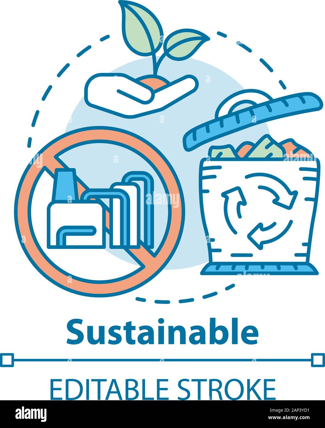 Sustainable concept icon. Reducing unnecessary waste idea thin line ...