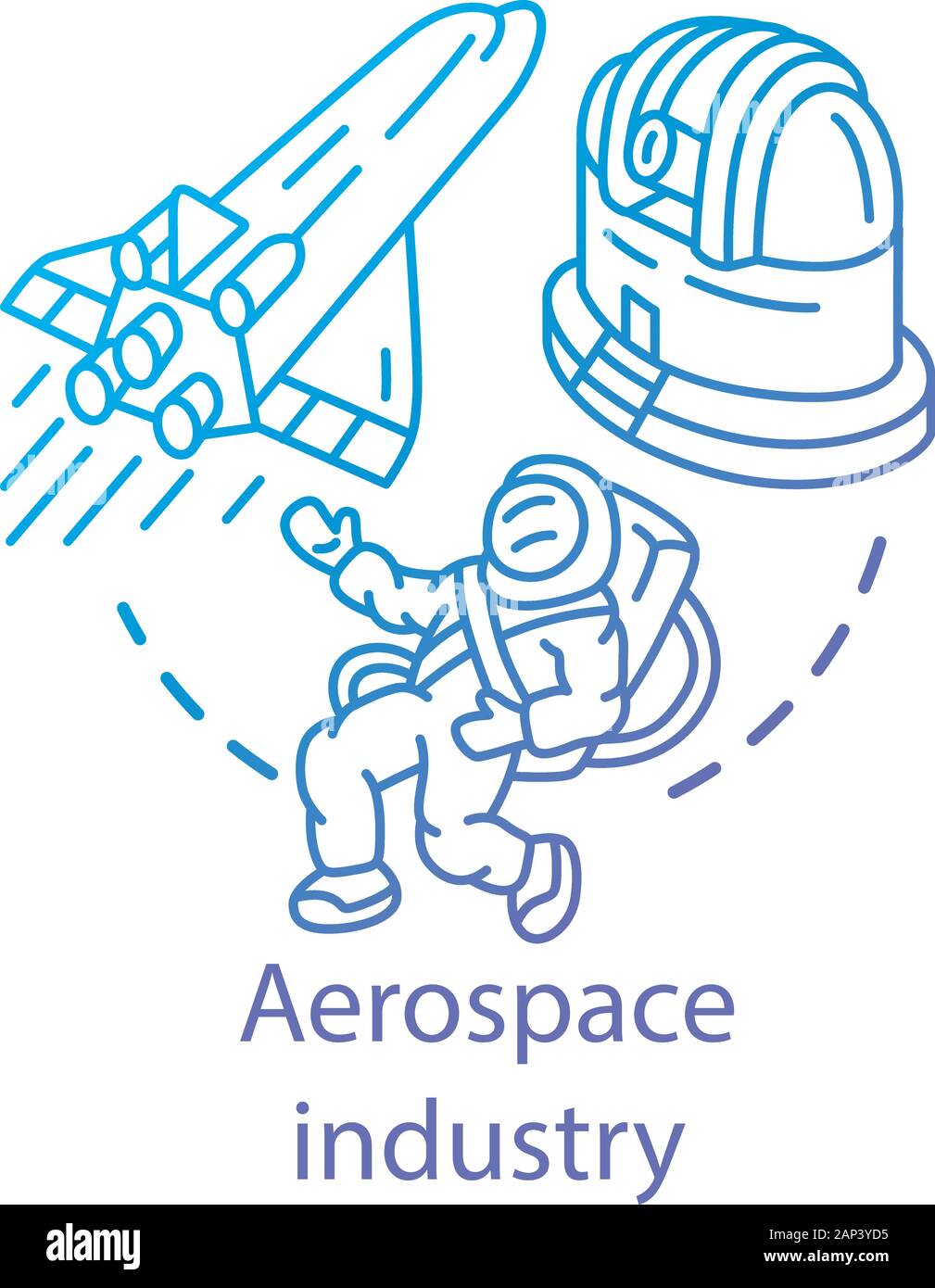 Aerospace industry concept icon. Space exploration. Spacecraft ...