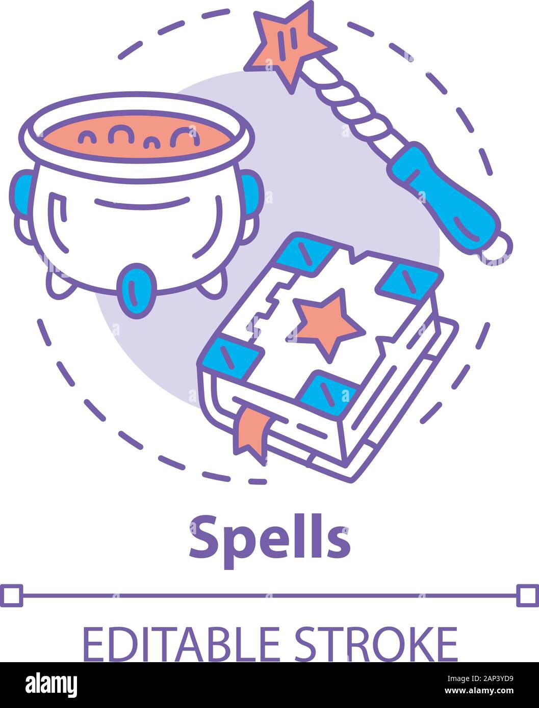 Spells concept icon. Witchcraft and wizardry idea thin line ...