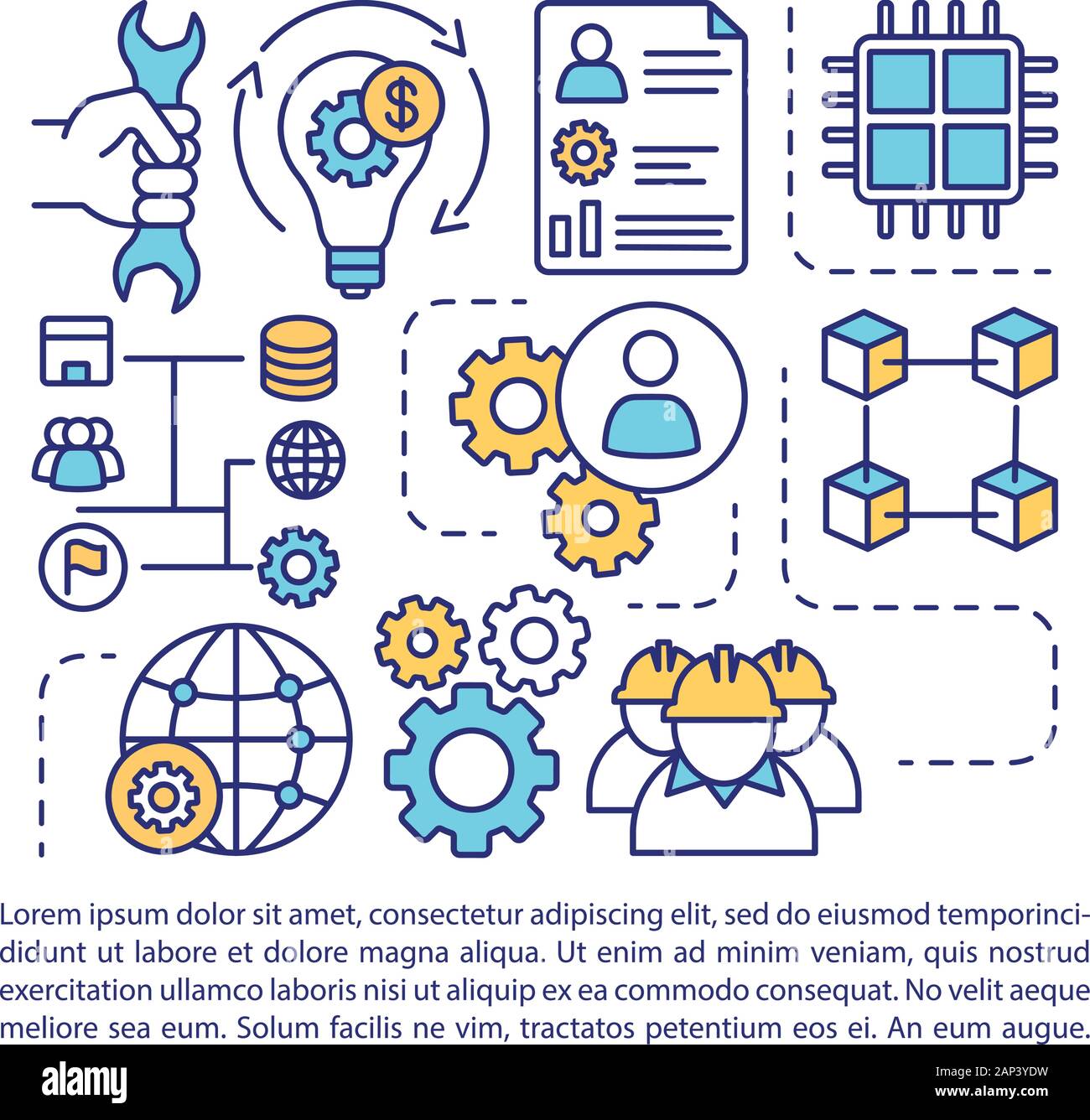 Industrial engineering article page vector template. Manufacturing ...