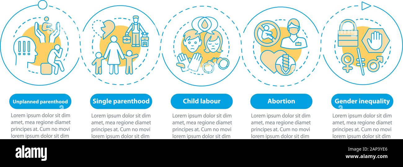 Social issues vector infographic template. Single parenthood, child ...