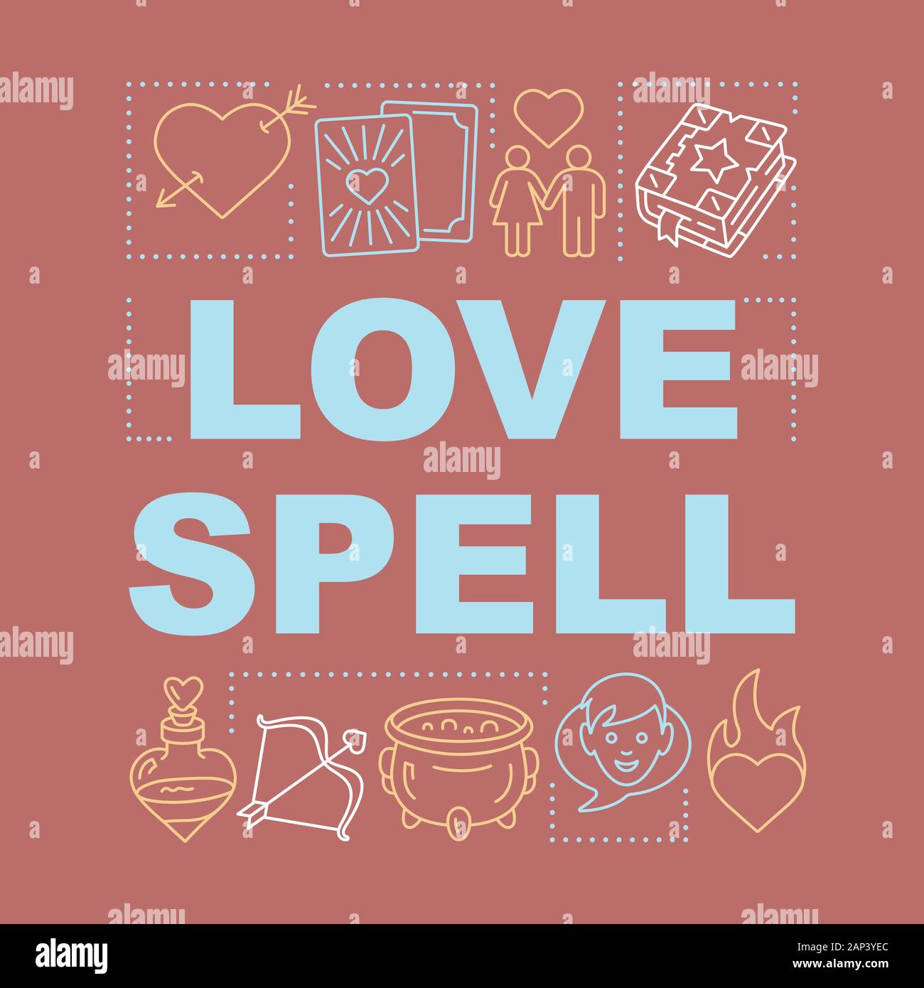 Love spell word concepts banner. Magic potion, tarot cards ...