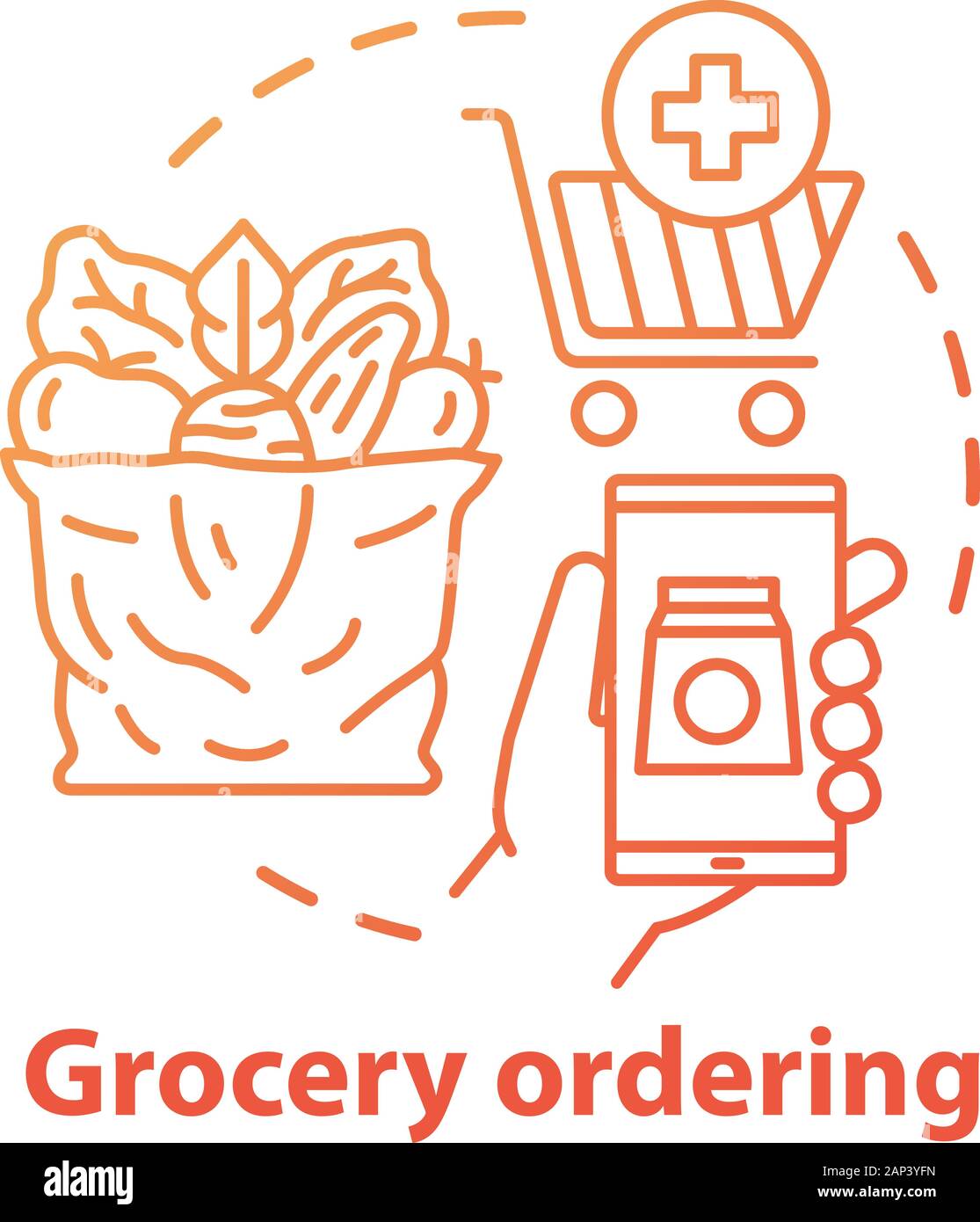Grocery ordering application concept icon. Customer service, home food ...