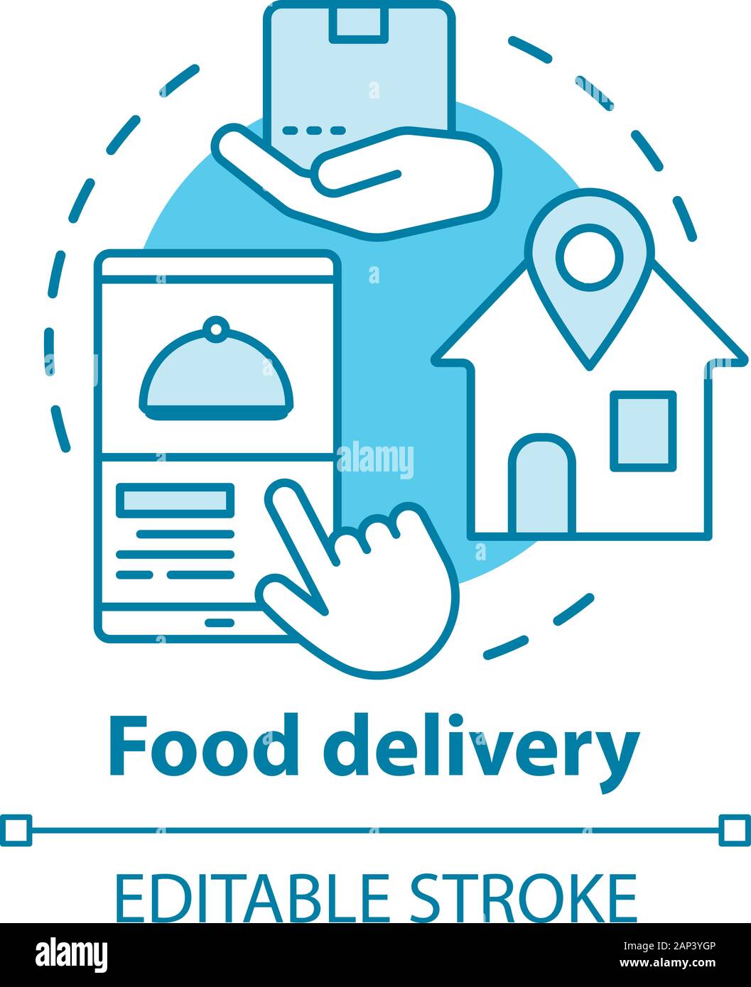 Food delivery app concept icon. Customer service, lunch ordering idea ...