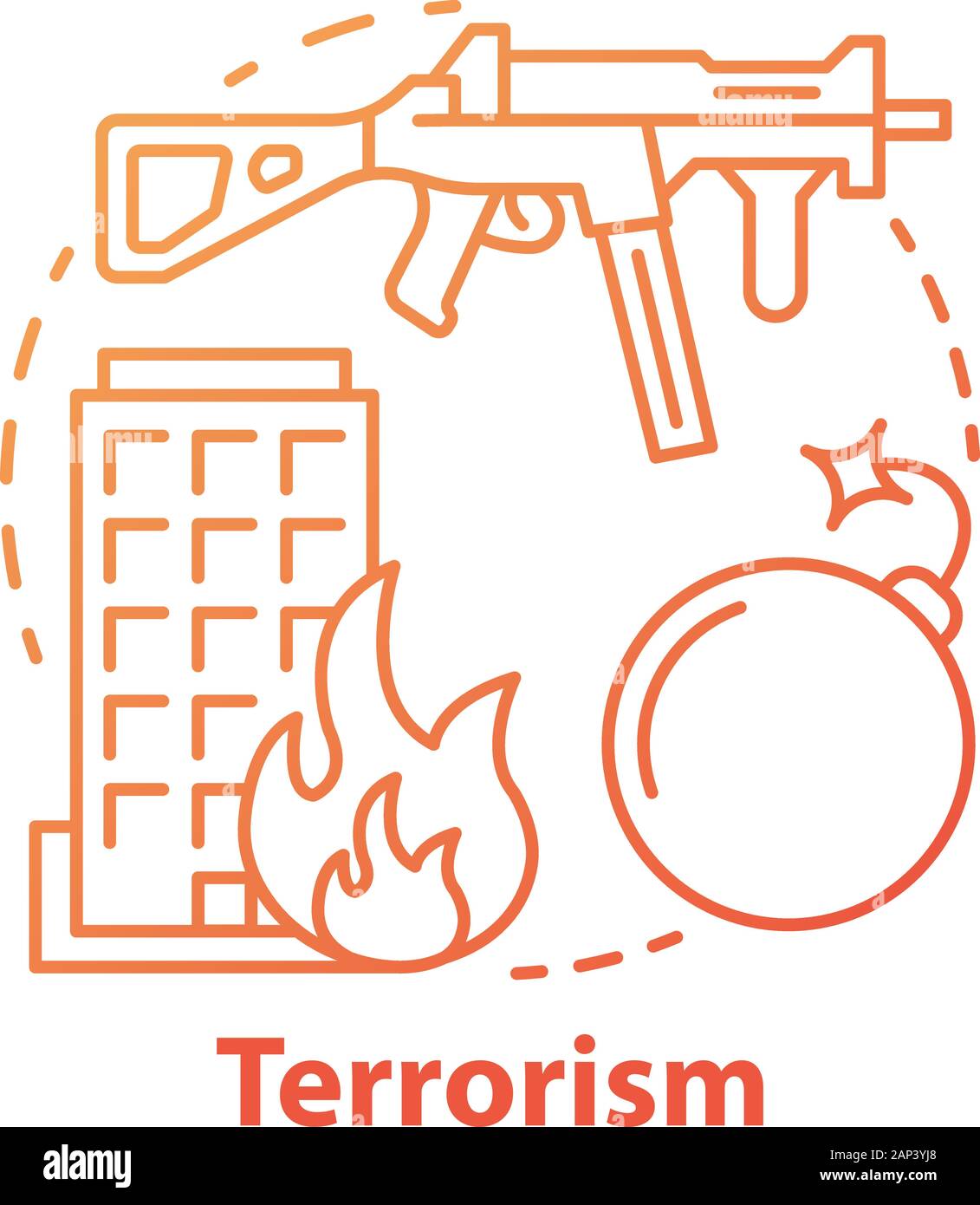Terrorism concept icon. Gun violence idea thin line illustration. War ...