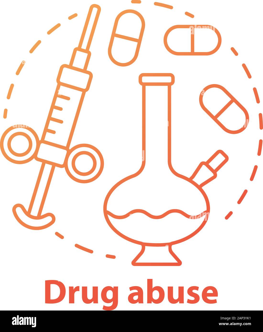 Drug abuse concept icon. Narcotic, opioid addiction idea thin line ...