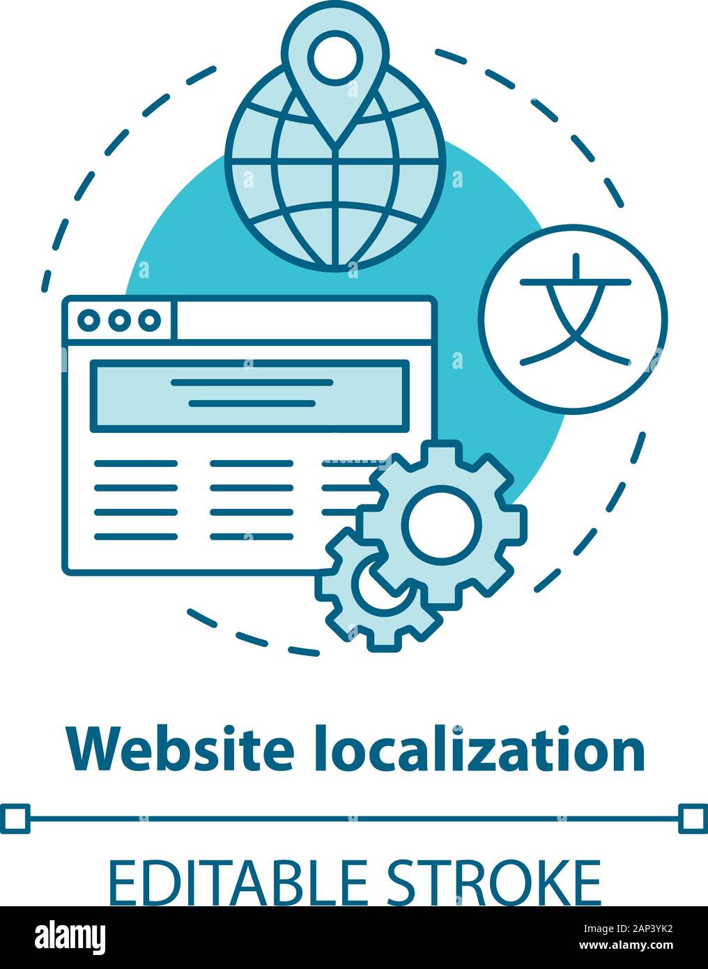 Website localization blue concept icon. Website translation idea thin ...