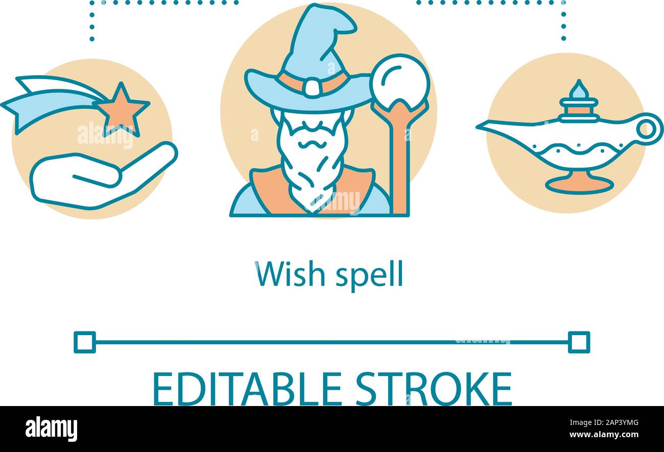 Wish spells concept icon. Sorcery, desire fulfillment and wizardry idea ...