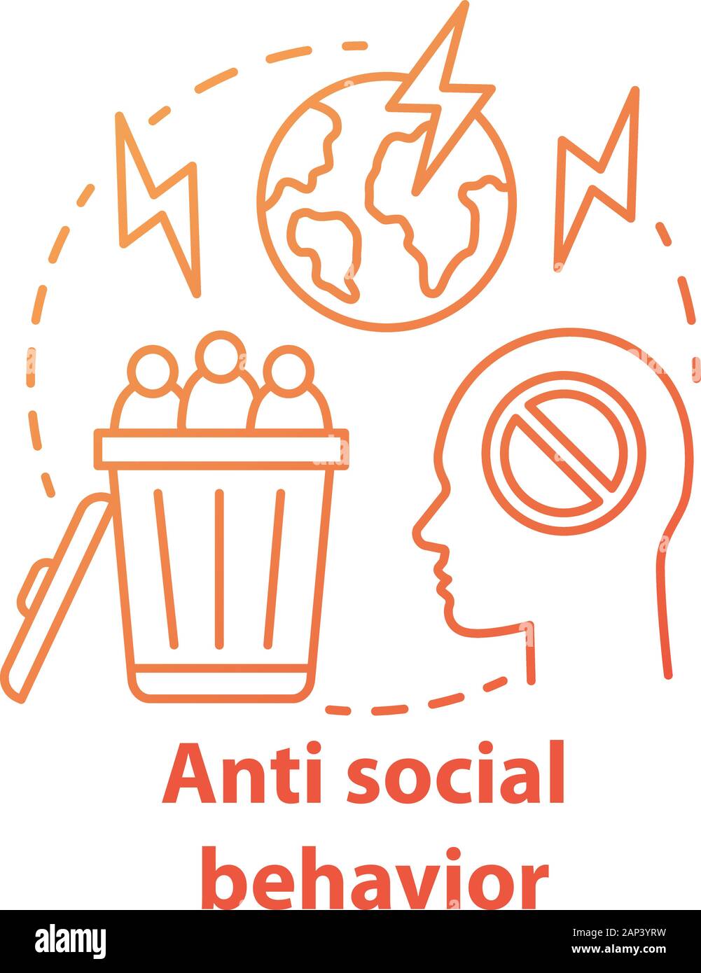 Anti social behavior concept icon. Antisocial behaviour. Crimes against ...