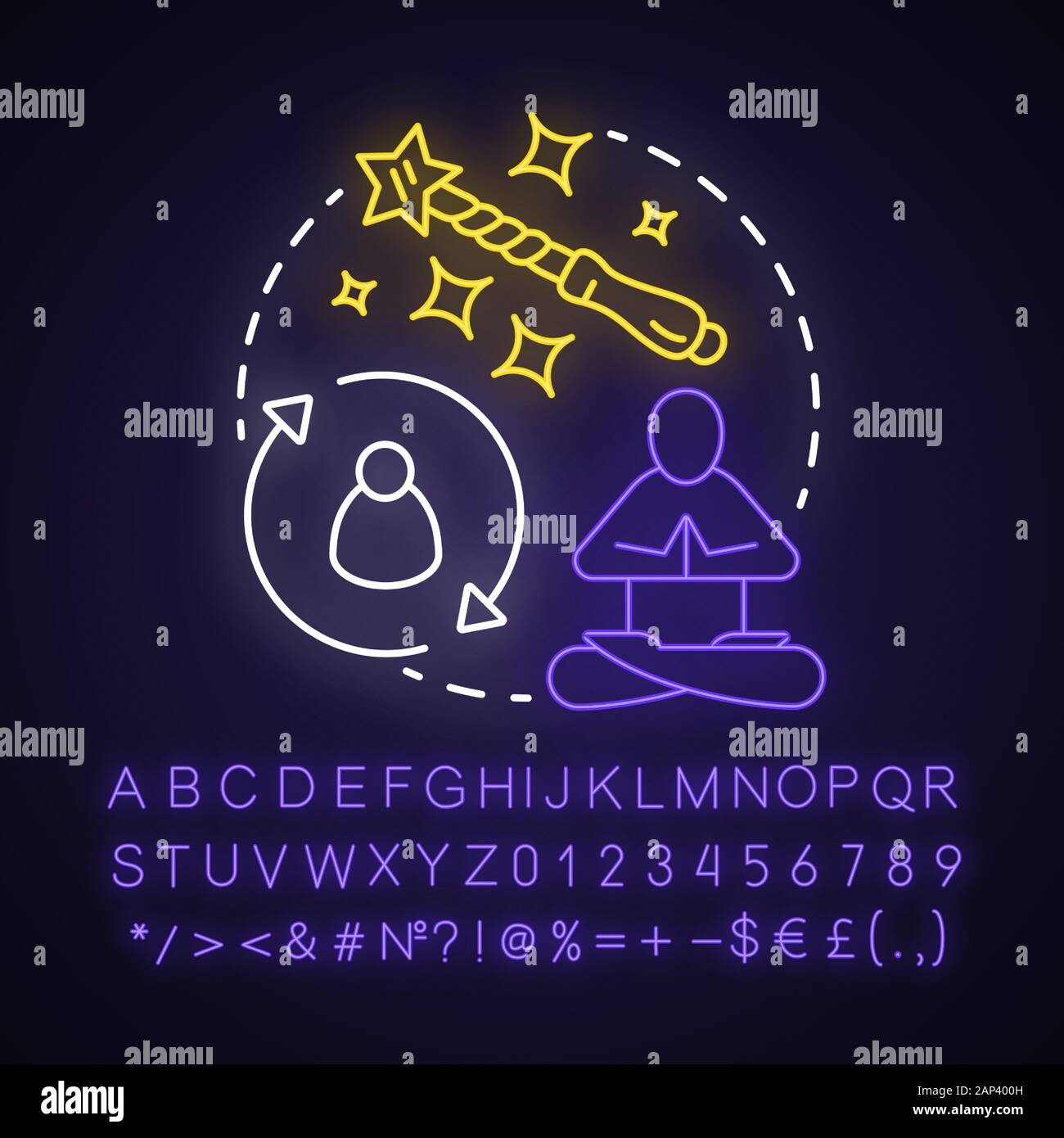 Transfiguration neon light concept icon. Wizardry and witchcraft idea ...