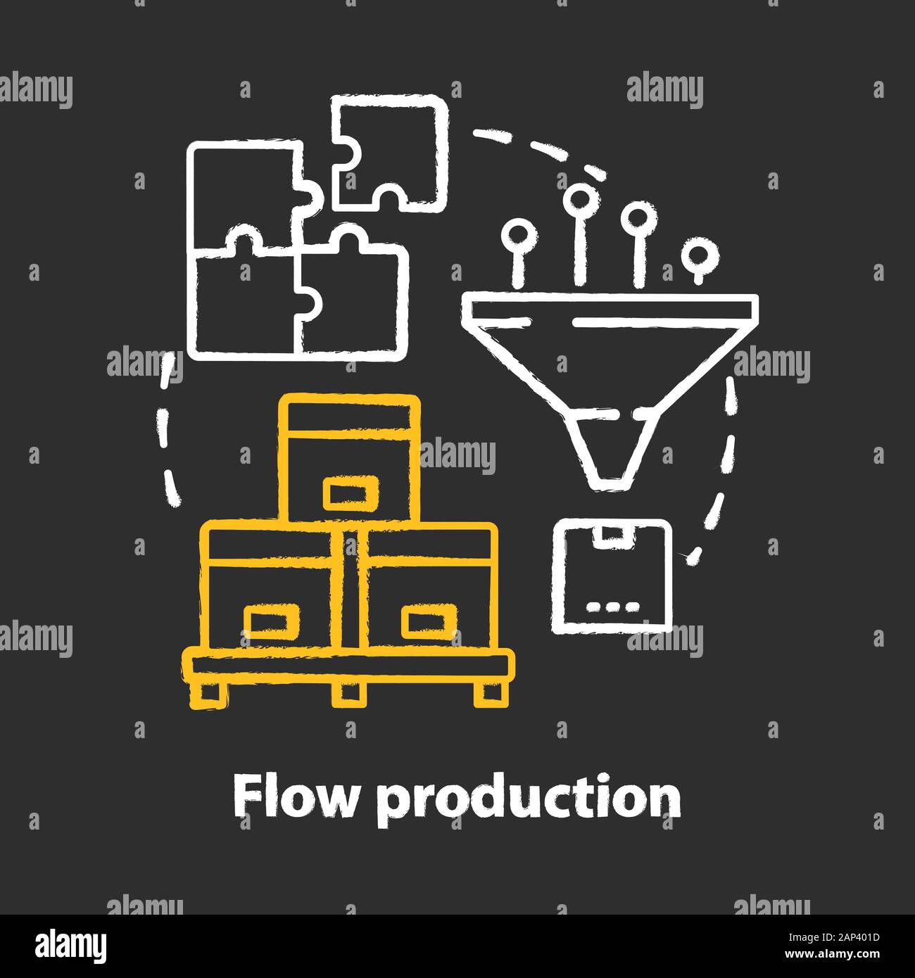 Flow production chalk concept icon. Continuous-flow manufacturing idea ... Flow production chalk concept icon. Continuous-flow manufacturing idea ...