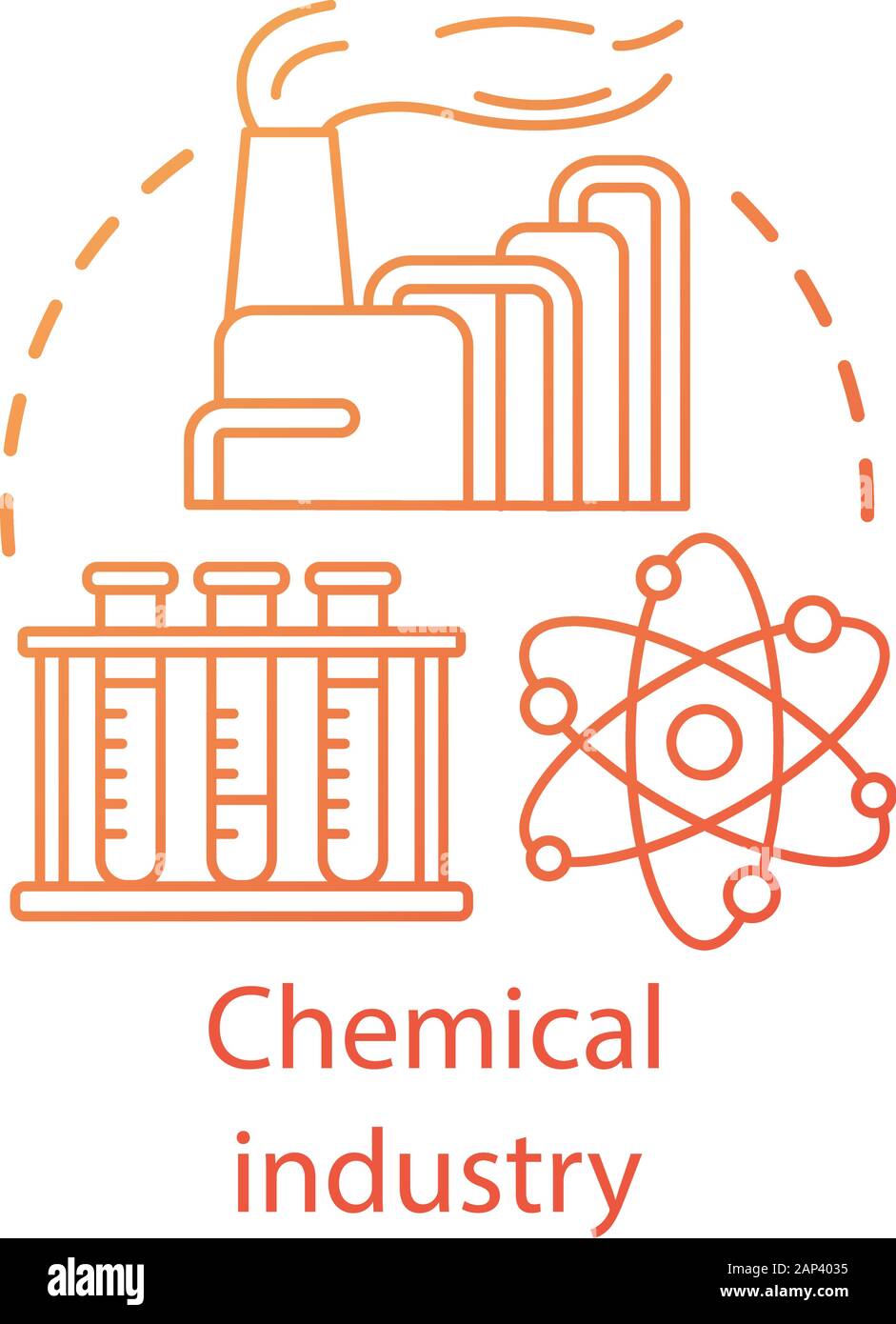 Chemical industry concept icon. Industrial chemicals producing. Plant ...