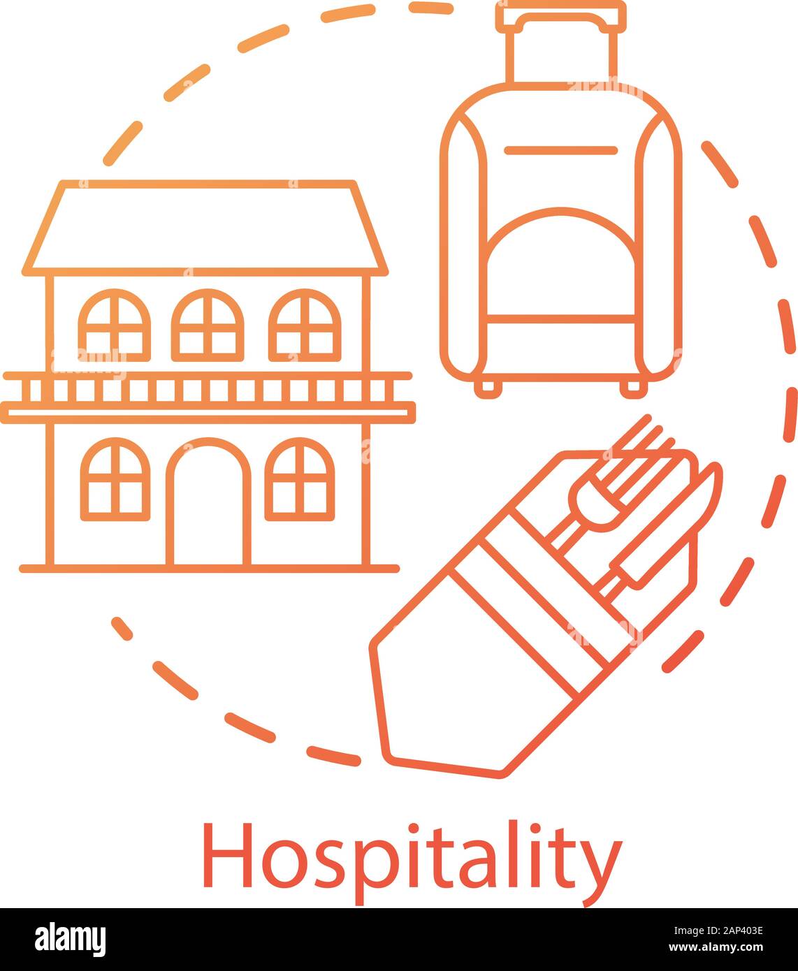 Hospitality concept icon. Lodging industry. Restaurant and hotel ...