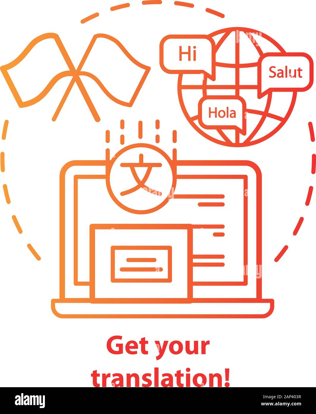 Get your translation red concept icon. Online multilingual translator ...