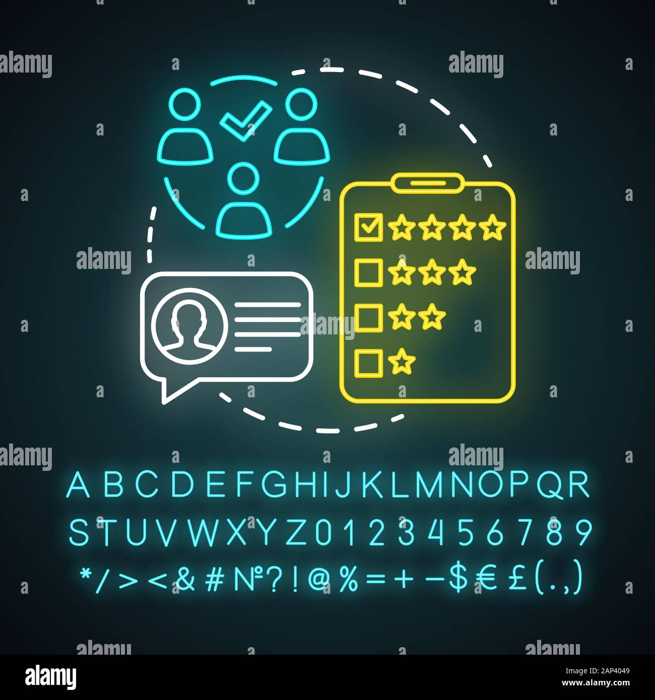 Feedback collection neon light concept icon. Customer service ...