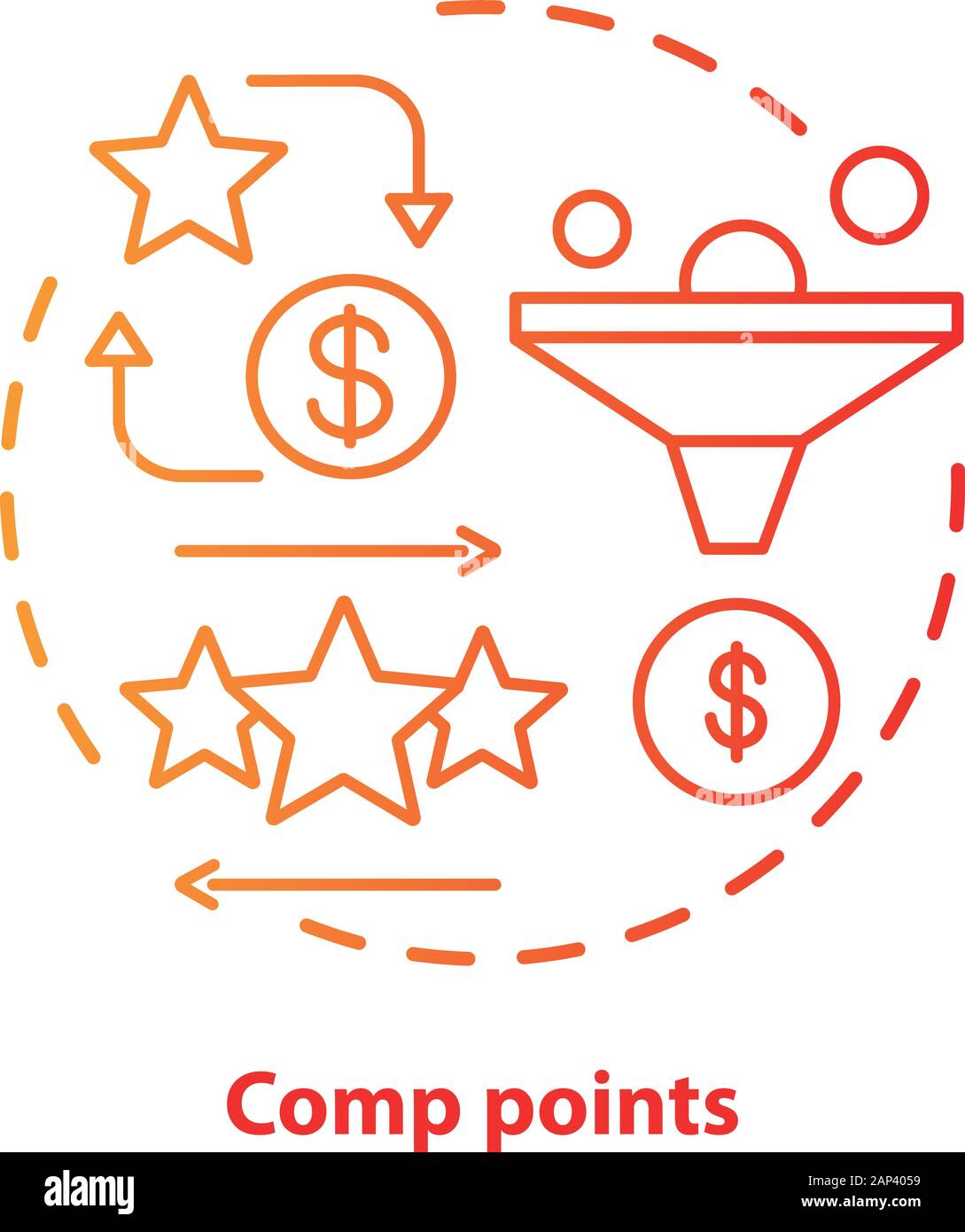 Casino comp points concept icon. Redeem points and bonuses idea thin ...