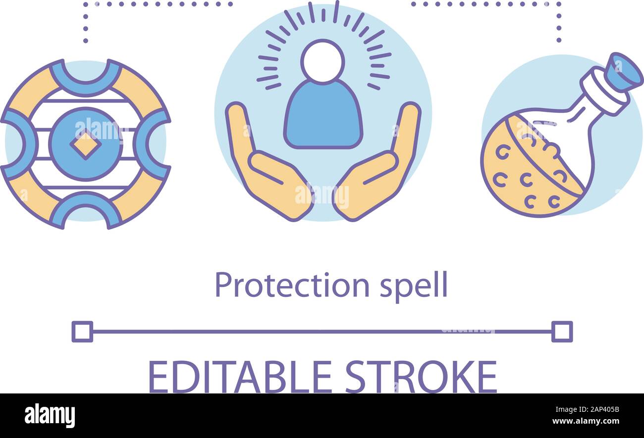 Protection spell concept icon. Occultism and superstition idea thin ...