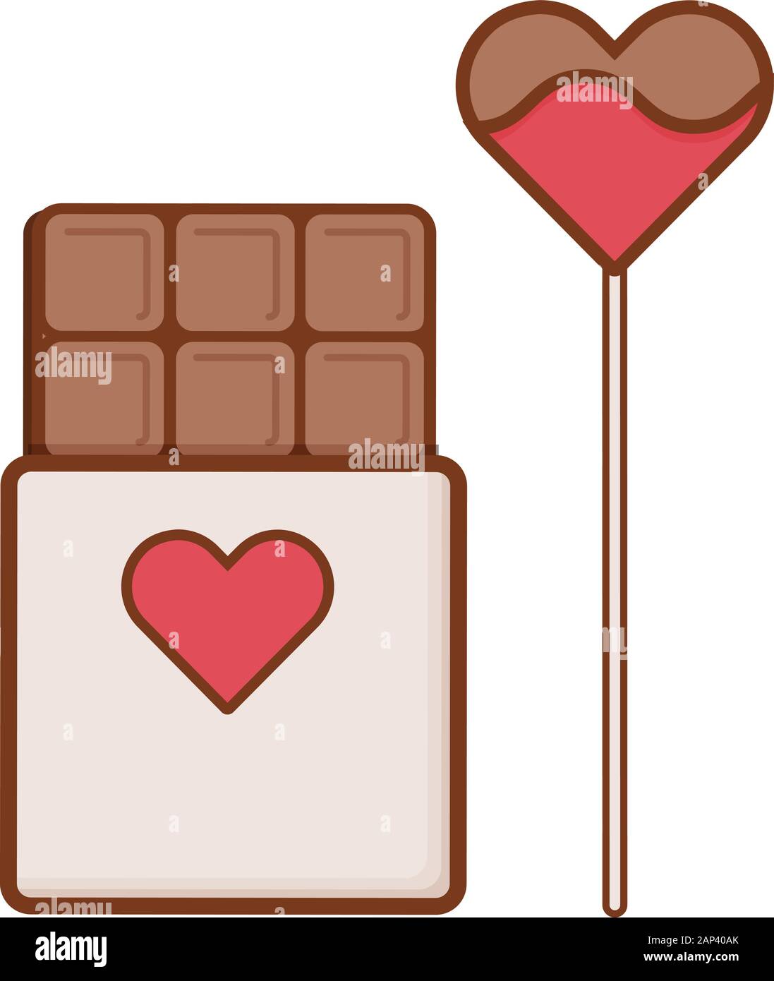 Chocolate bar and sweet heart Stock Vector Image & Art - Alamy