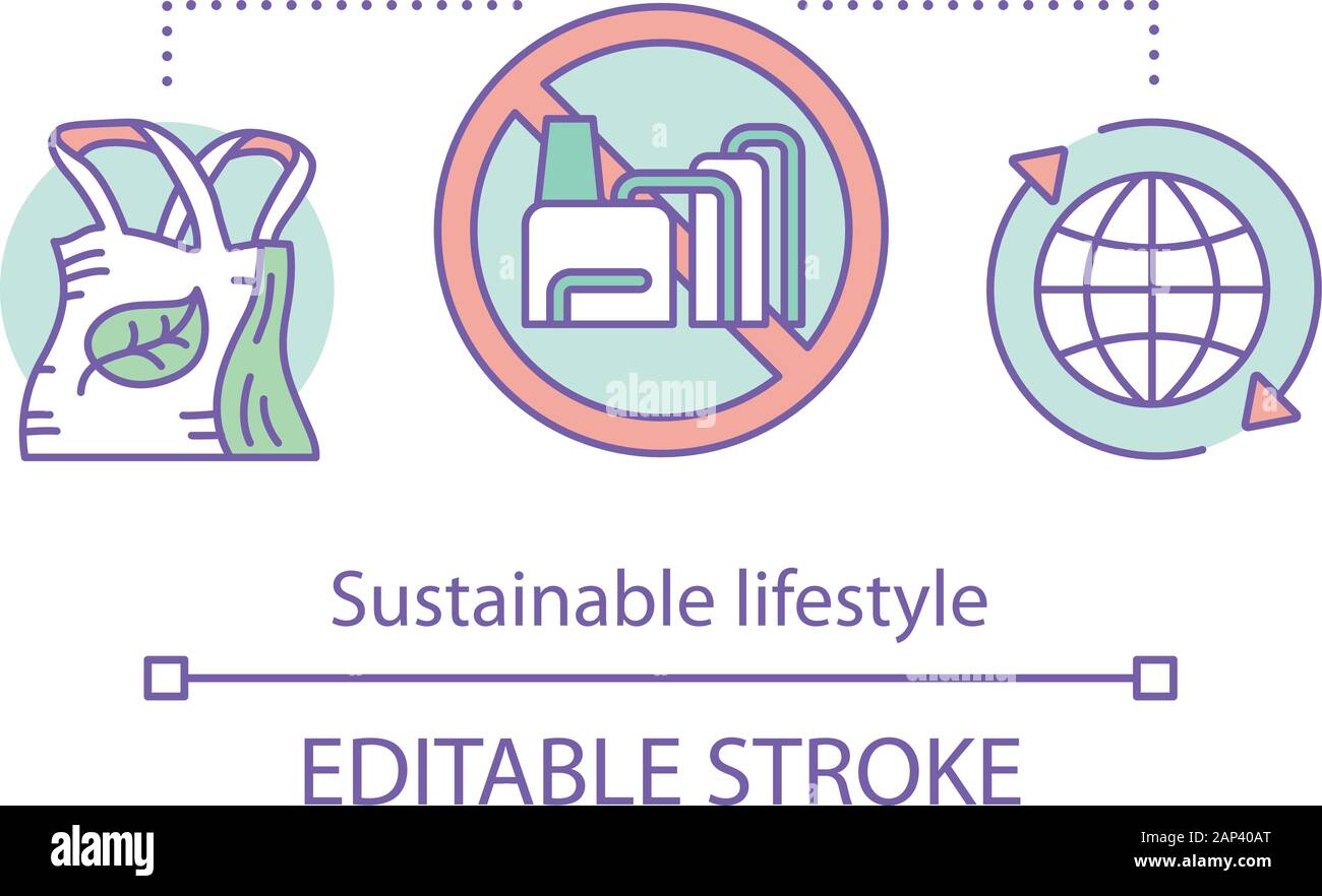 Sustainable lifestyle concept icon. Reducing unnecessary waste idea ...