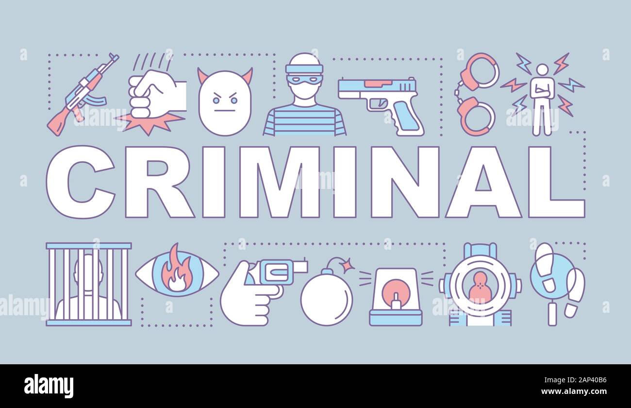 Criminal word concepts banner. Committing crime. Terrorist attack ...