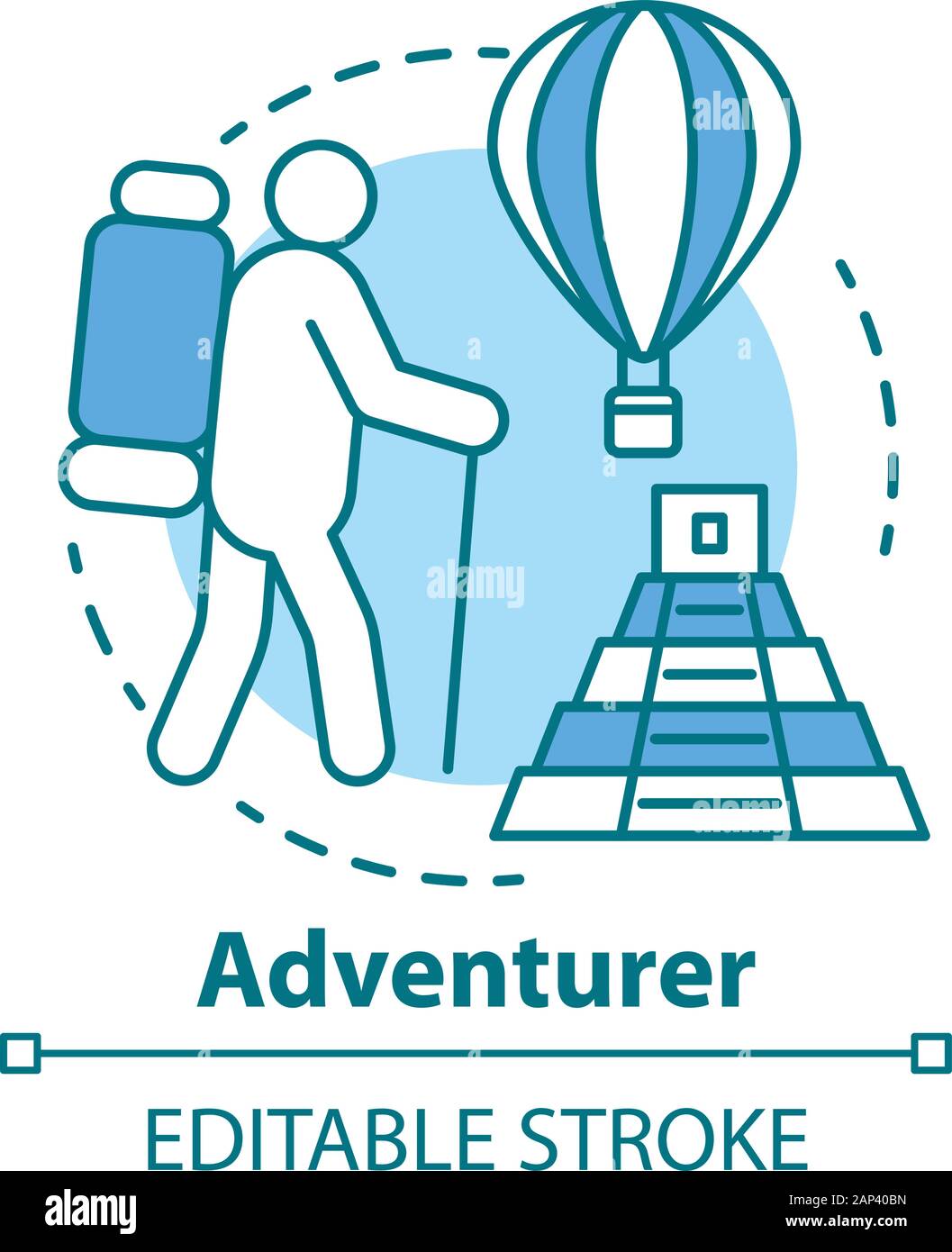 Adventurer concept icon. Adventurous lifestyle idea thin line ...