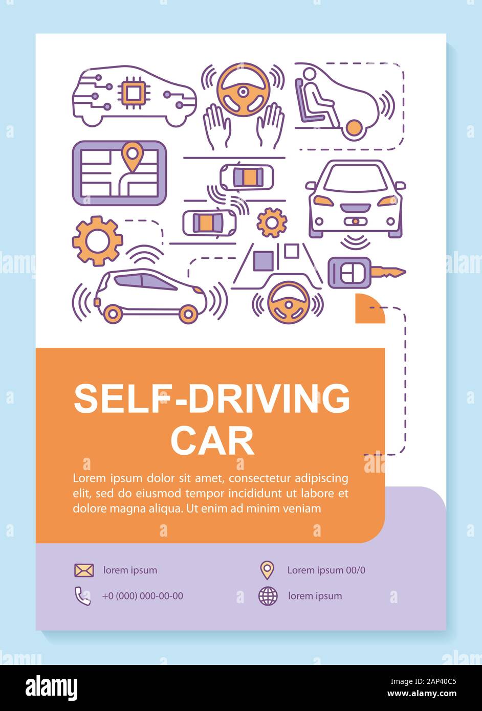 Self-driving car brochure template layout. Autonomous vehicle. Flyer ...