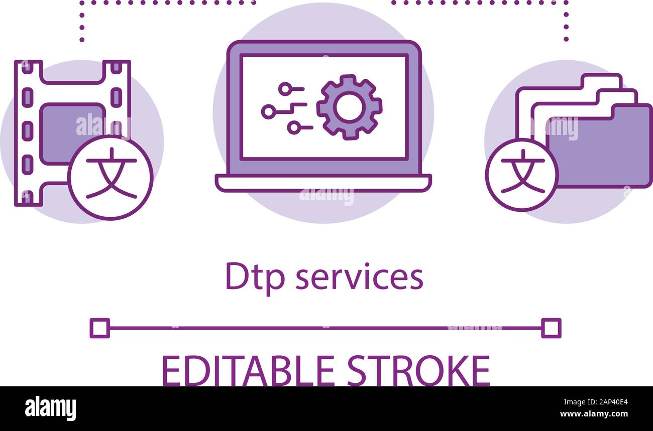 DTP services concept icon. Desktop publishing idea thin line ...
