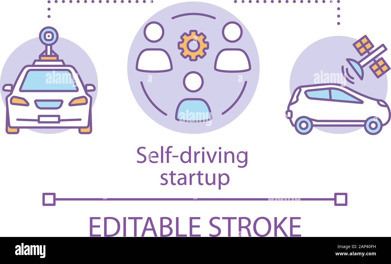 Self-driving startup concept icon. Making autonomous vehicles ...